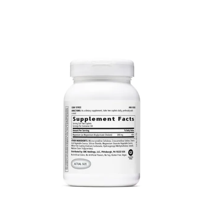Gnc Magnesium Glycinate 200 Mg, Magneziu Pentru Relaxarea Musculara Si ...