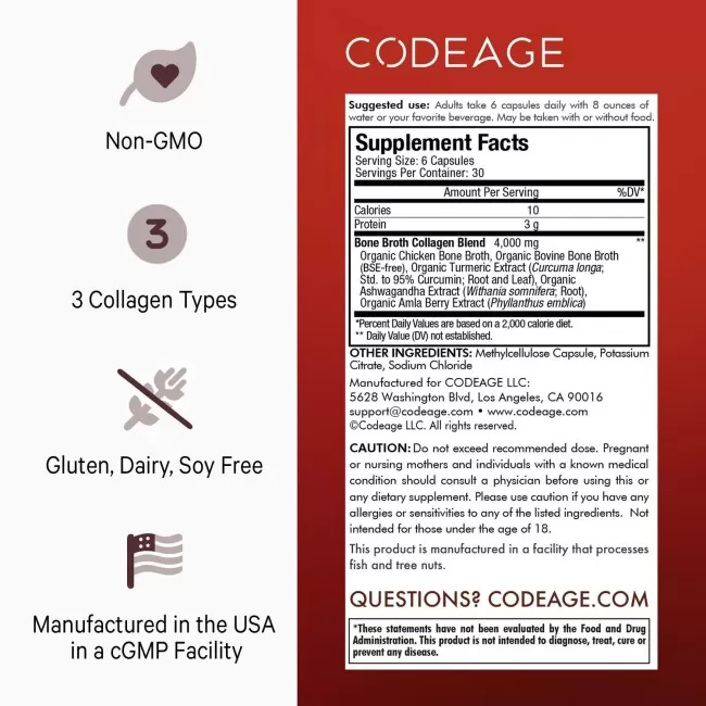 Codeage Bone Broth Collagen Peptides, Peptide Din Colagen De Tipul I ...