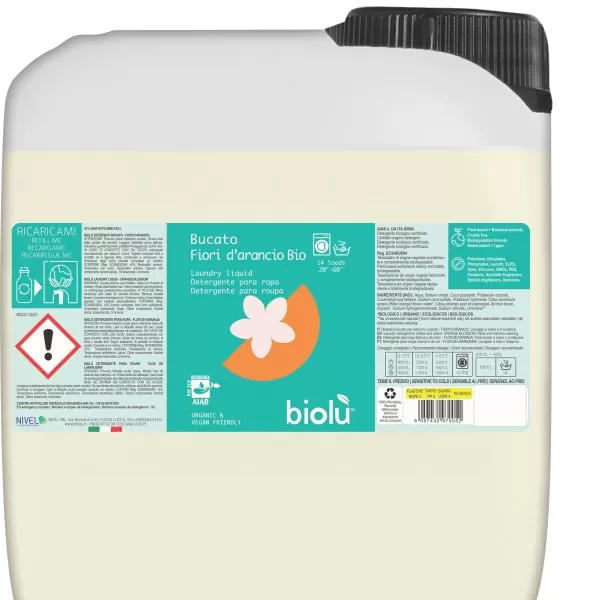 Biolu Detergent ecologic lichid pentru rufe albe si colorate portocale 5L