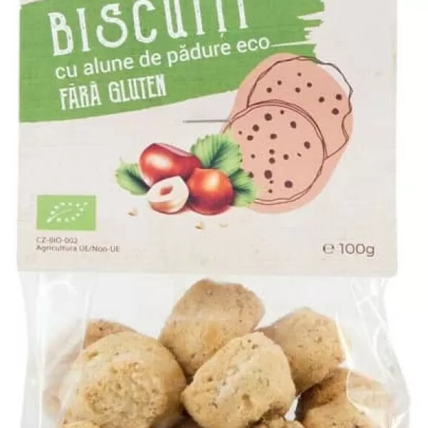 Biscuiti cu alune de padure fara gluten bio 100g Obio - RevoBio.ro
