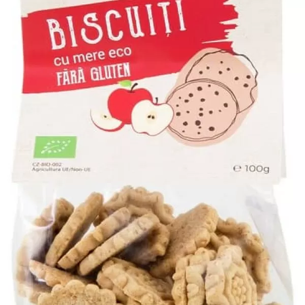 Biscuiti cu mere fara gluten bio 100g Obio - RevoBio.ro