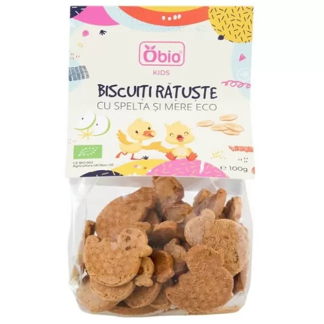 Biscuiti ratuste cu spelta si mere bio 100g Obio - RevoBio.ro